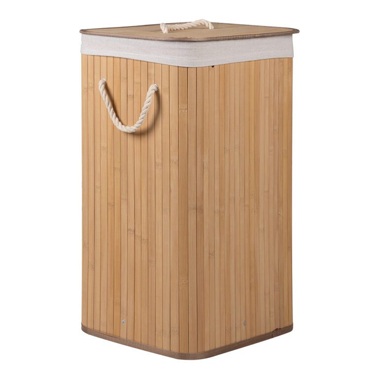 Robie 72L Folding Bamboo Laundry Hamper with Lid - SSFHOME