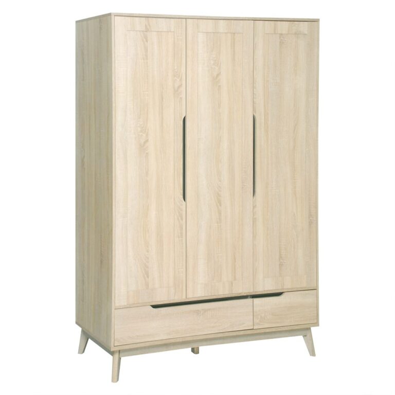 Rustic Scandinavian Wardrobe (3 Doors 2 Drawers) - SSFHOME