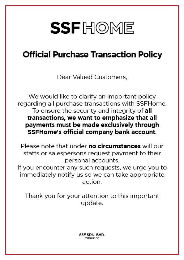 Purchase Transaction Policy - SSFHOME